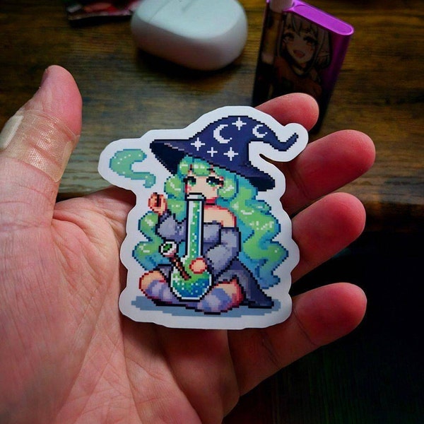 Snail Witch Vinyl Sticker Holographic Snail Sticker, Cute Pixel Art ...