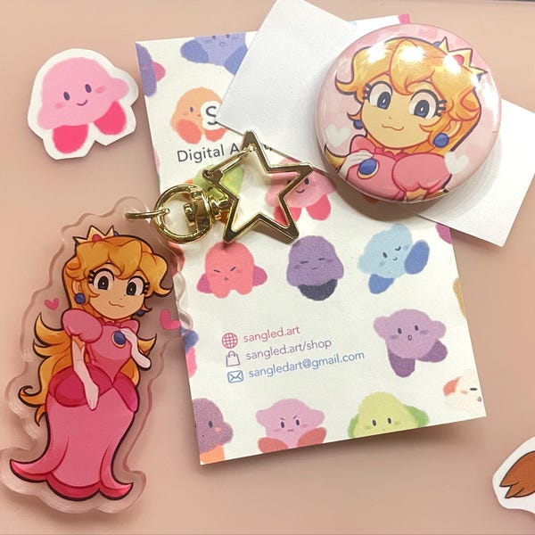Nintendo Princesses - Keychain/sticker/button Charms - Etsy