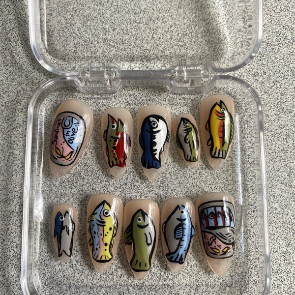 Jelly Ocean Press on Nails: 3D Baby Shark, Seashell, Handmade Nail Art ...