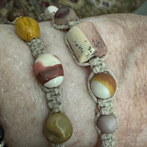 7 1/8" - 7 1/4" - Selenite Desert Rose Hemp Bracelet - Handmade Crystal ...