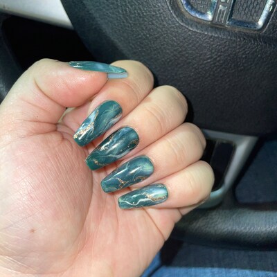 COVEN Green Color Shifting Cat Eye Press on Nails Witchy Nails Green ...