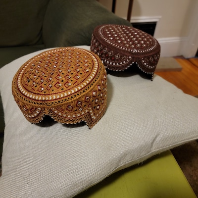 Traditional Embroided Round Cap for Men. Sizes 22 & 22.5. Free Shipping ...