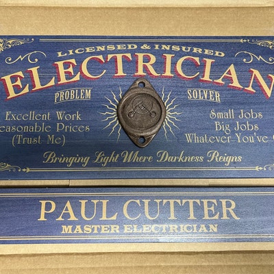 Electrician Wood Sign With Optional Personalization - Etsy