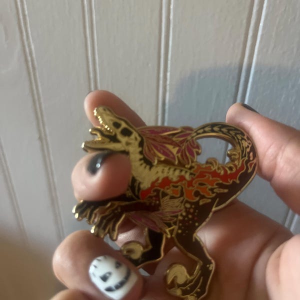 Natural Undead Wolf Enamel Pin - Skeleton Skull Beast Extinct Lapel ...