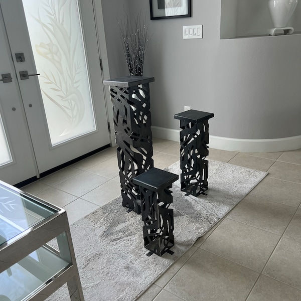 Garden Column - Garden Pillar - Wave Ripple Pattern / Steel Metal Art ...