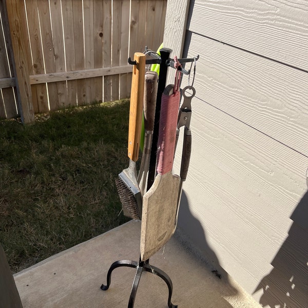 Hand Forged Wrought Iron Fireplace Tool Stand W/twist .... - Etsy