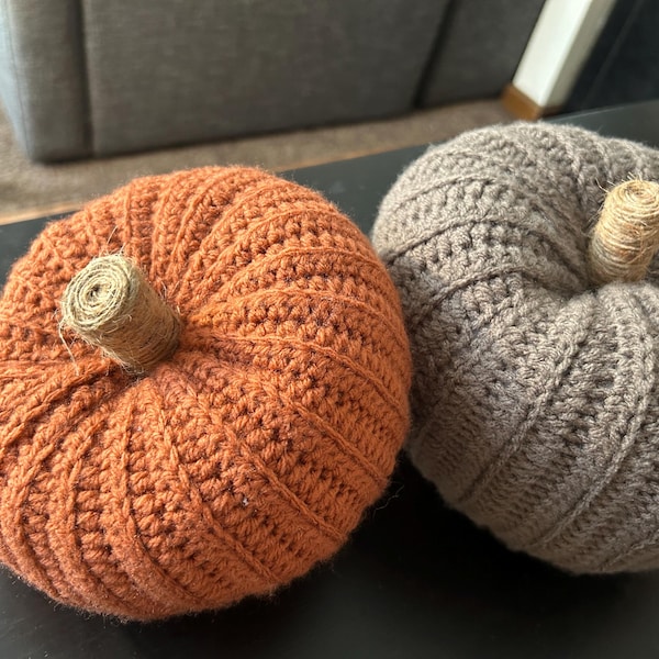 Autumn Pumpkin Duo - Crochet Pattern - Ribbed Pumpkin & Cabled Pumpkin ...