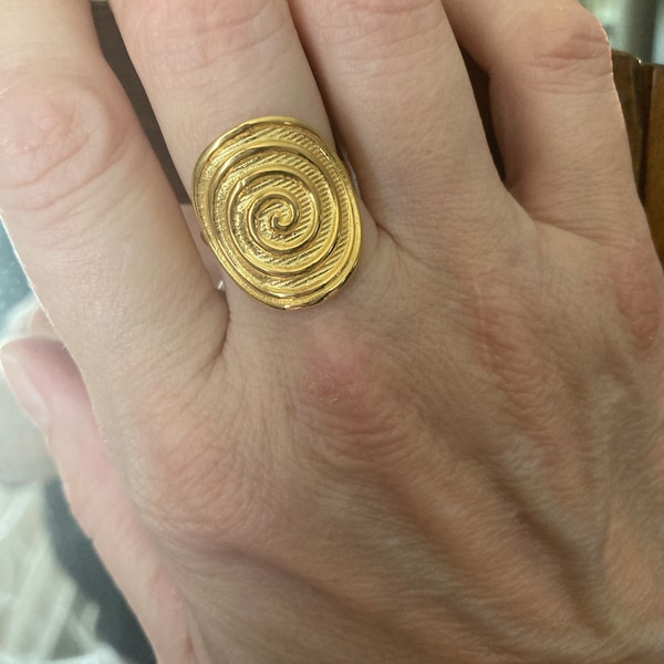 Gold Spiral Ring, Sterling Silver, Infinity Ring, Stacking Ring, Disc ...