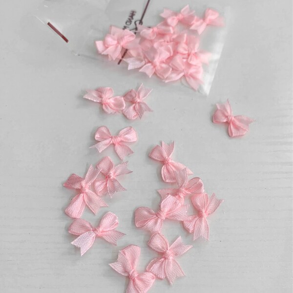 Tiny Pink Bows 20mm, Silk Gift Bows, Multi Purpose Bows, Pink Ribbon ...