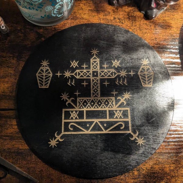 Handmade Ogoun Veve Altar Tile | Haitian Vodou Symbol | Strength ...