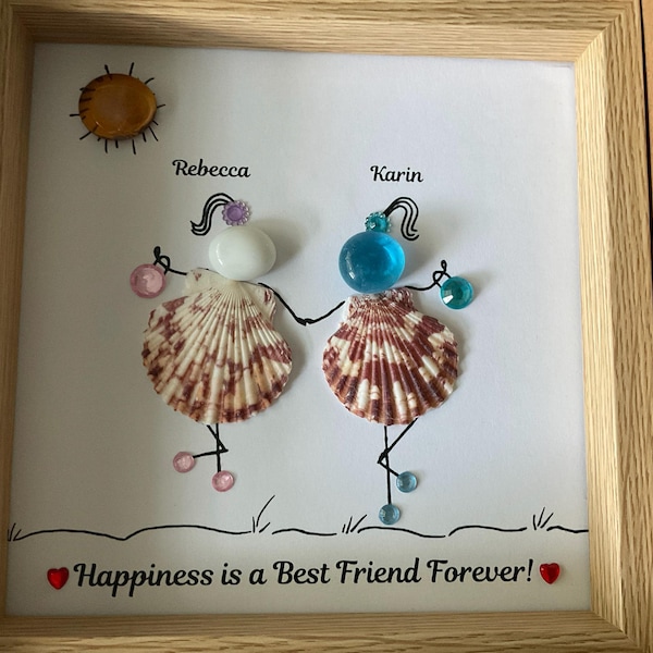 Girlfriends Seashell Art, Pebble Art Friends Picture, Sea Glass Friends ...