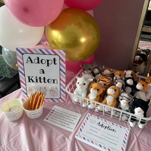 Adopt A Kitten Kids Party Favors-cat Party Favor-cat Themed Birthday ...