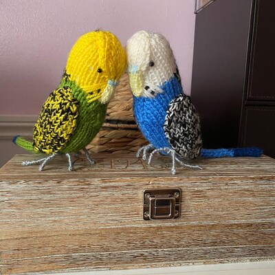 Parakeet Knitting Pattern Green and Blue Budgie Knitting Pattern Sparky ...