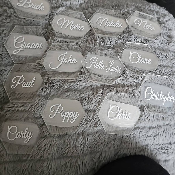 7.4cm Colour Acrylic Wedding Name Card, Circle Style, Colour Acrylic ...