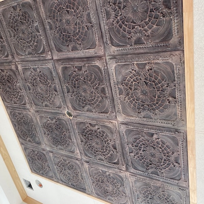 PL19 Faux Tin Antique Red Ceiling Tile 3D Embossed Photography ...