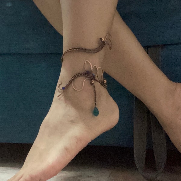Anklets for Women Boho, Wire Wrapped Copper Anklet, Copper Anklet ...