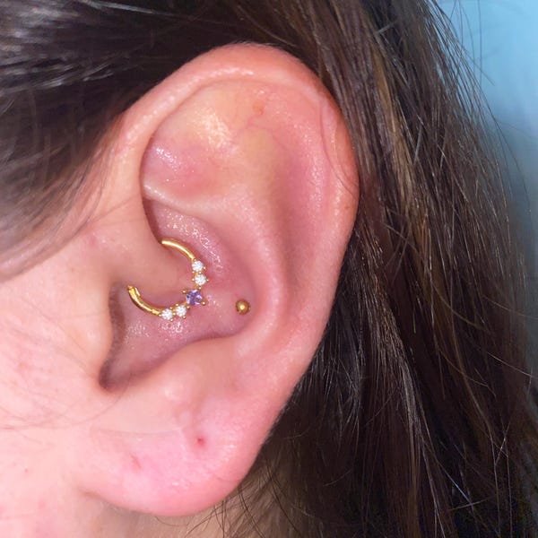 6mm-12mm, Dainty Emerald Teardrop Double Chain Helix Piercing ...