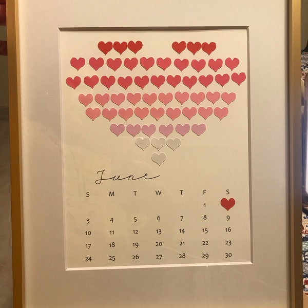 Customized Ombre Heart Calendar Page (DIGITAL ONLY) - 1st Anniversary ...
