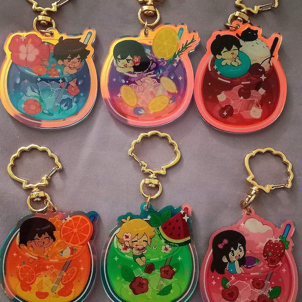 OMORI Charms OMORI Keychains Beach Set | Aubrey Charm, Kel Charm, Hero ...