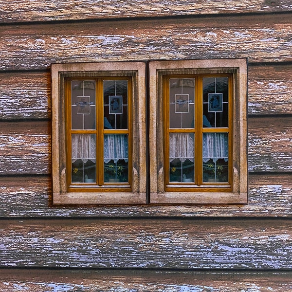 Faux Lead Miniature Glass Window, Paper Window Mounted on Chip Board ...
