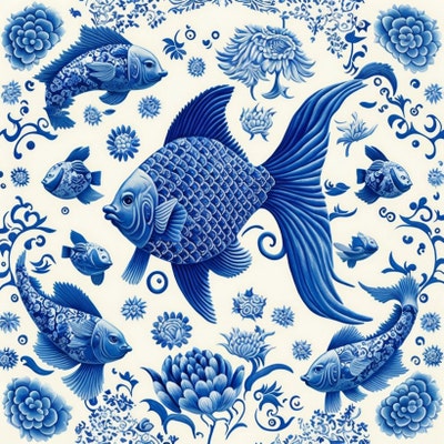 Delft Blue Patterns and Cutouts Digitalpaper Printable Backgrounds for ...