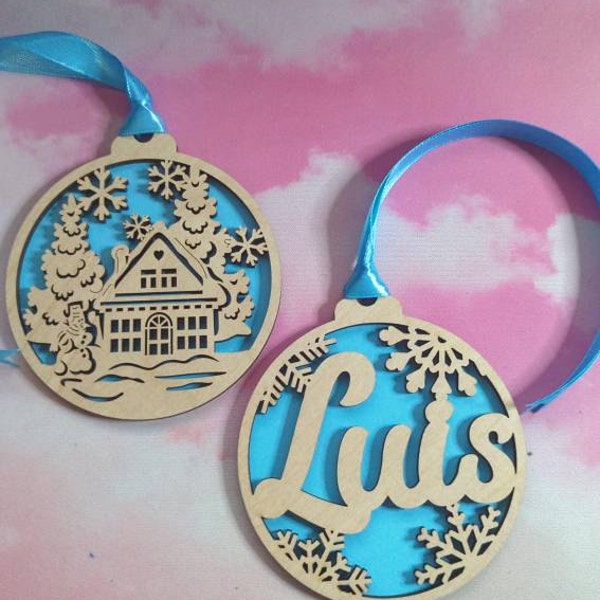Custom Christmas Baubles With Name, Wooden Tree Baubles, Ornament With ...