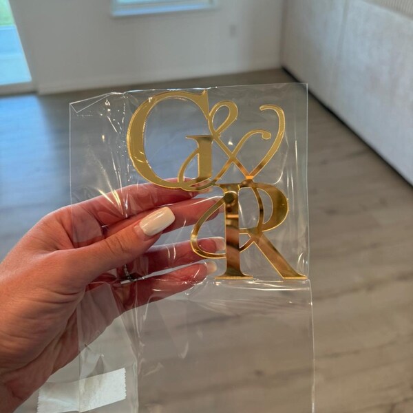 Wedding Initials Cake Charm Topper | Bold Letter Cake Topper | Wedding ...