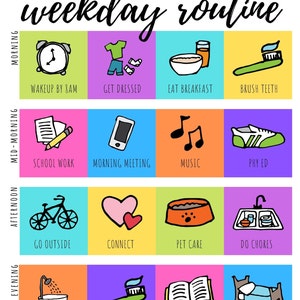 Kids Chores Icons Set Daily Tasks, Organizer Clipart, Chore Chart ...