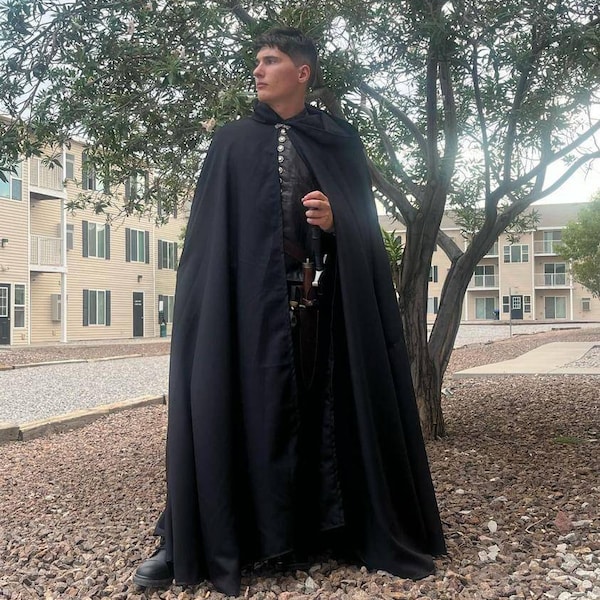 Black FULL CIRCLE Cloak~ Hooded Cloak~ Renaissance Faire Cloaks ...