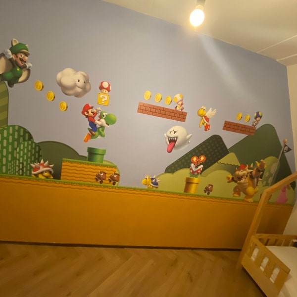 Super Mario Wall Decal Luigi Wall Art for Bedroom Wall Mural Games Room ...