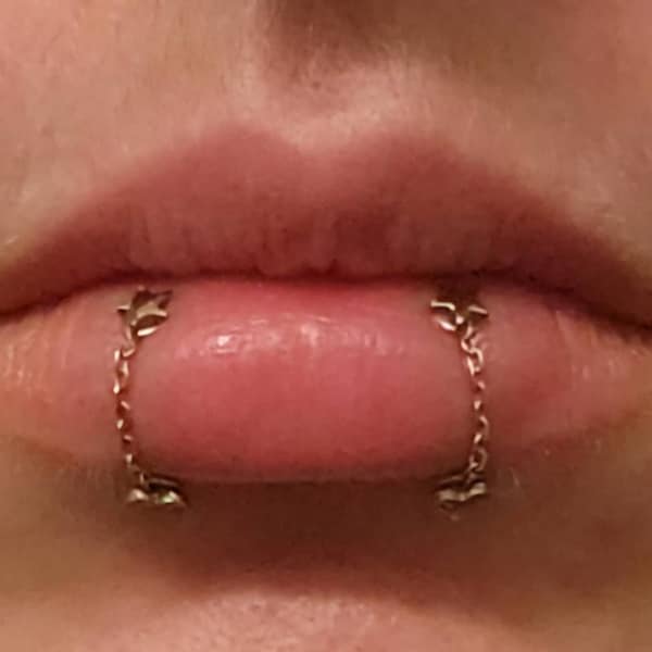 Handmade Vertical Labret Piercing Chain: Stainless Steel Lip Jewelry - Etsy