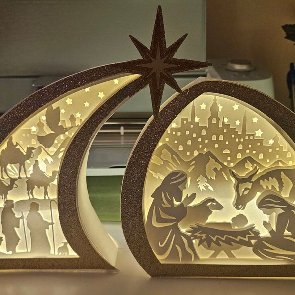 Nativity Scene Shadow Box Svg Bundle, Nativity Shadow Box Svg, Lantern ...