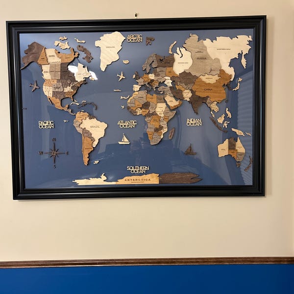 3D Wooden World Map, Panel Wall Art, Push Pin Map on Board, Home Decor ...