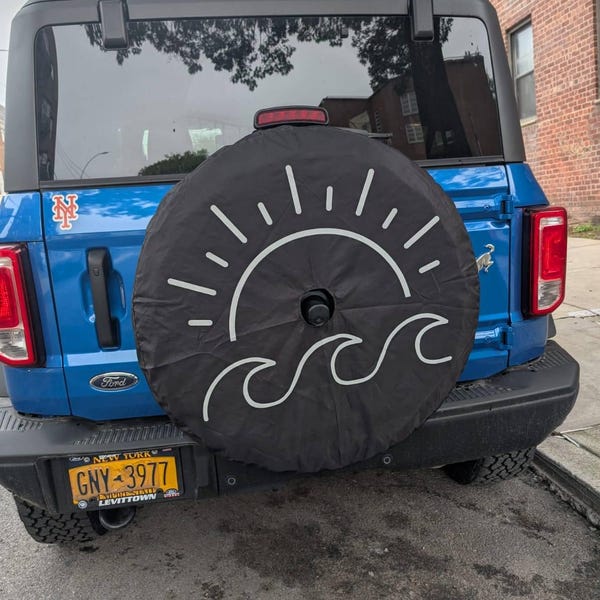 Spare Tire Cover, Waves Tire Cover, Minimalist Waves and Sun Spare Tire ...