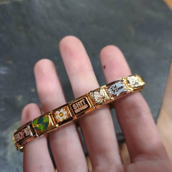 Personalized Italian Charm Bracelet, Custom Vintage Italian Charms, 300 ...