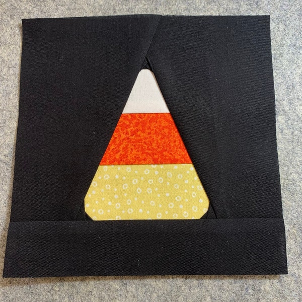 Candy Corn Foundation Paper Pieced FPP Quilt Block PDF Pattern Download || Halloween Pattern ...