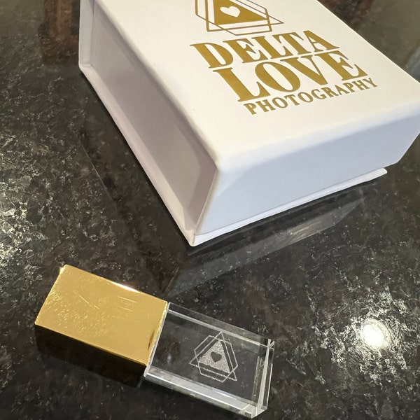 Custom USB Box Wedding Flash Drive Box, Crystal USB Stick Personalized ...