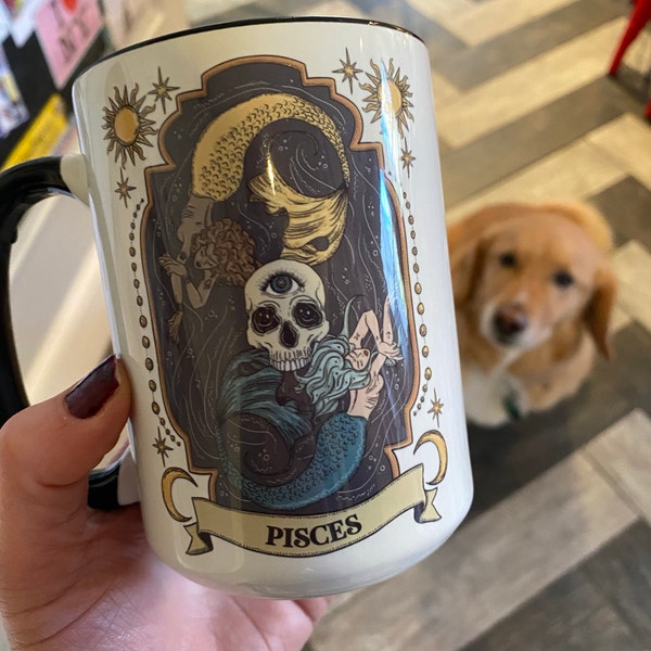 Pisces Zodiac Mug, Zodiac Coffee Mug, Pisces Mug, Witchy Pisces Mug ...
