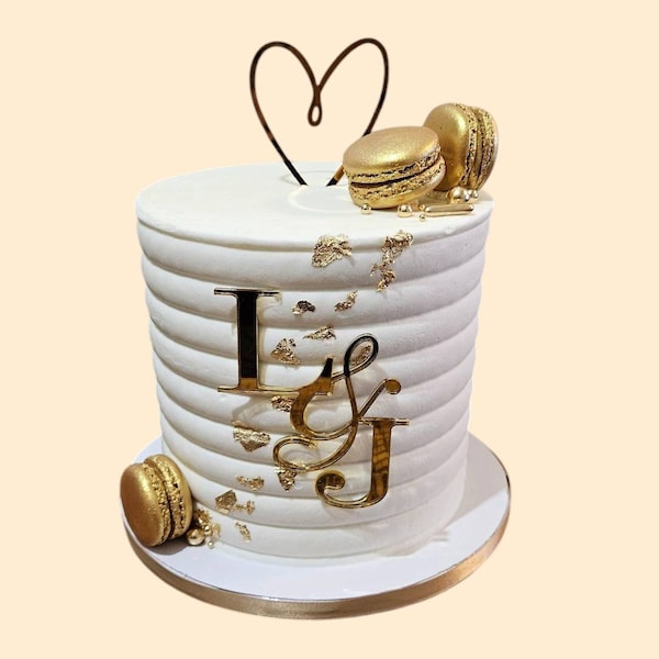 Custom Acrylic Initial Cake Charm | Anniversary and Wedding Cake Charm | Fancy Initial Charm ...