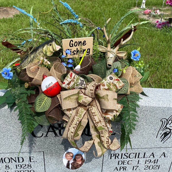 Fishing & Hunting Funeral Arrangement, Fisherman/hunter Planter Box ...