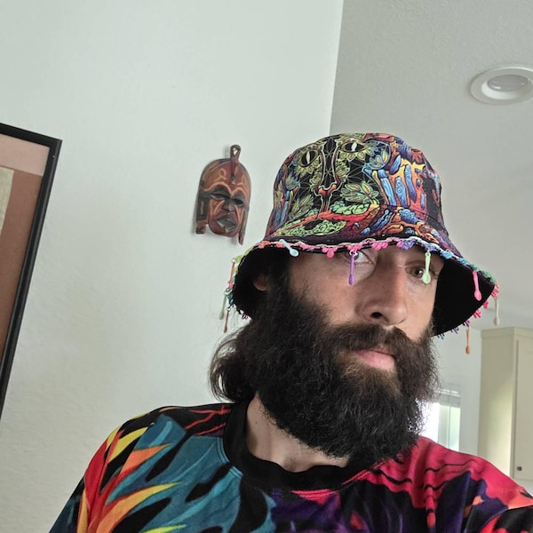 Trippy Mushroom Bucket Hat With or Without "so Mush Room" Patch ...