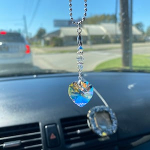 Red Magma Heart Topaz Swarovski Crystal Suncatcher Rearview | Etsy