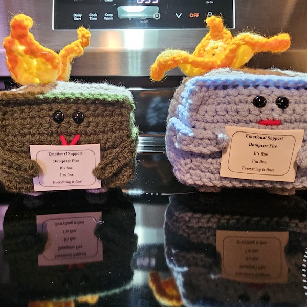 Pattern and Sign Only: Dumpster Fire Emotional Support Crochet Pdf X2 ...