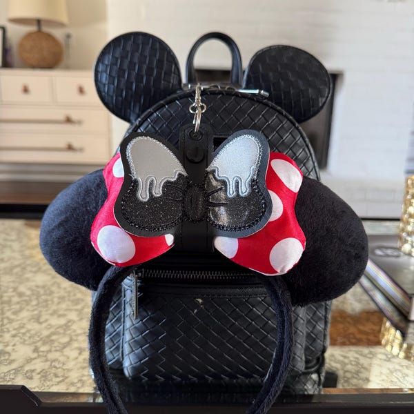 100 Years Mouse Ear Holder, Black Drip Minnie Bow Mickey Ear Holder or ...