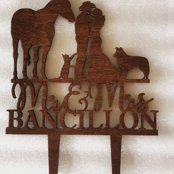 Cowboy Wedding Cake Topper, Bride and Groom Country Western Toppers ...