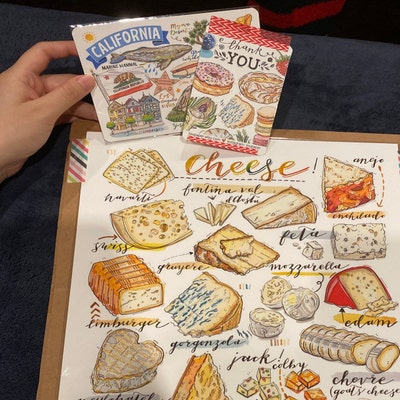 Cheese Print. Illustration. Kitchen Decor. Food Art. Gourmet. Cheese ...