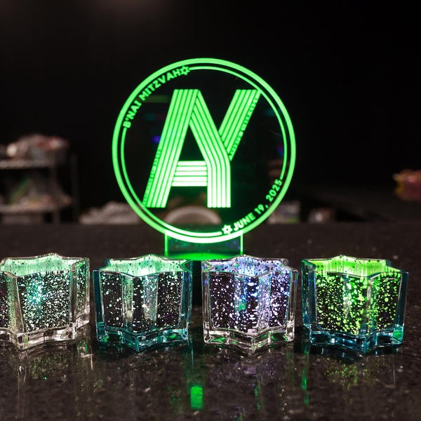 Acrylic LED Sign, LED Centerpiece, Bar Mitzvah Centerpiece, Sweet 16 ...