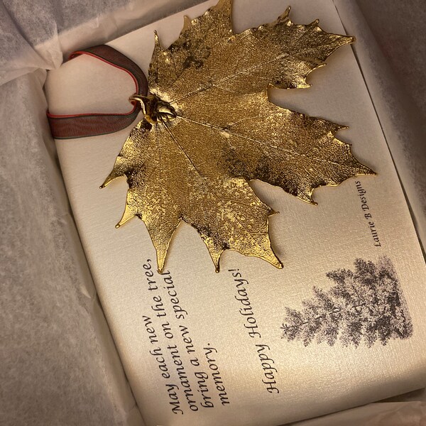 Gold Maple Leaf Ornament, Sugar Maple Leaf, Extra Large, Ornament Gift ...