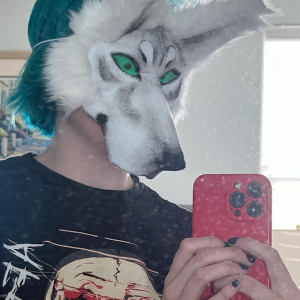 White Wolf/fox Therian Furry Mask - Etsy