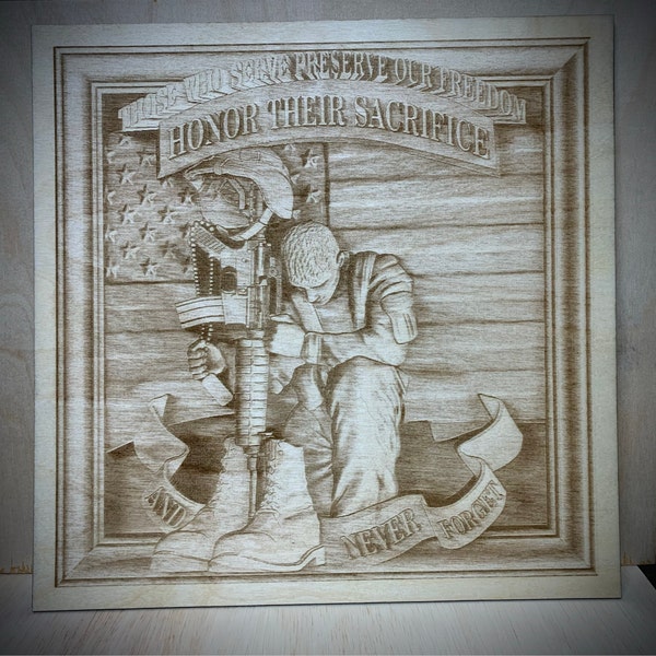 Digital Engraving File - Fallen Soldier Honor 3D Illusion File for Wood ...